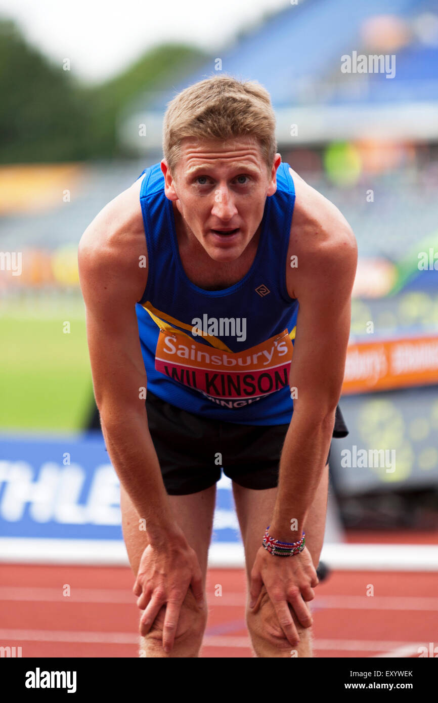 James WILKINSON recovering after finishing the Men's 3000m Steeplechase ...