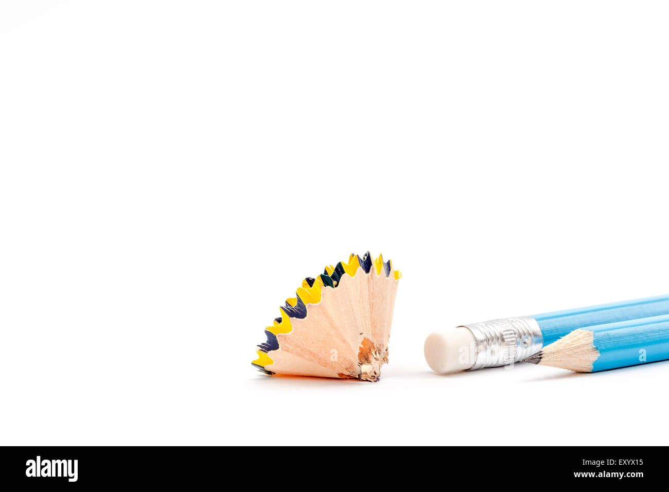 pencil and eraser lying on a white background Stock Photo - Alamy