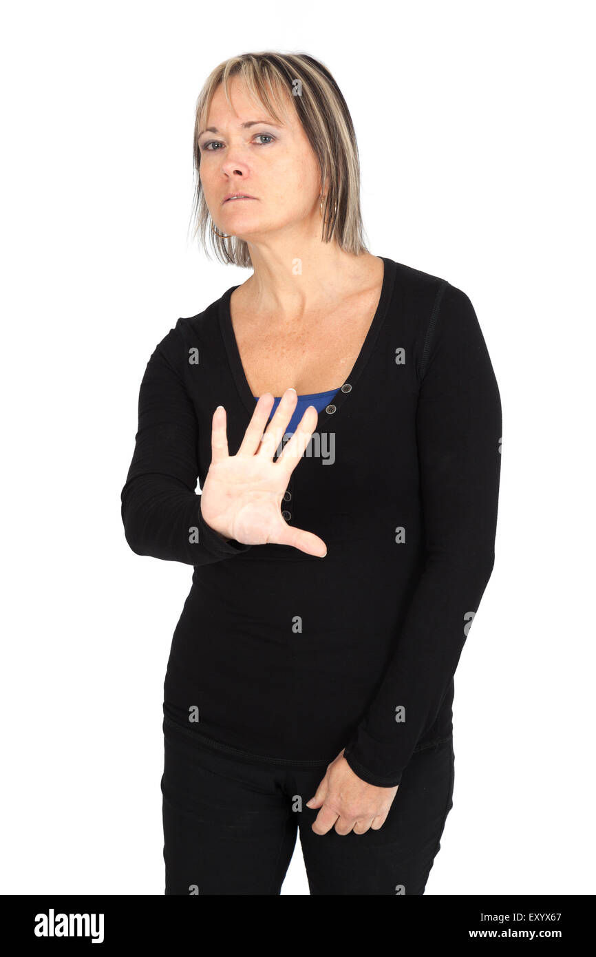 Stop serious mature woman Cut Out Stock Images & Pictures - Alamy