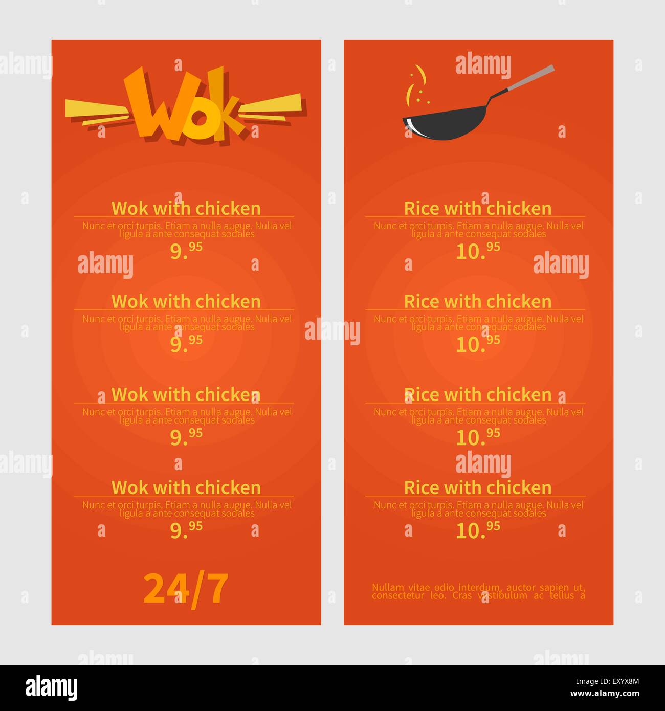 Wok menu. Template menu of wok restaurant. Flat style illustration ...