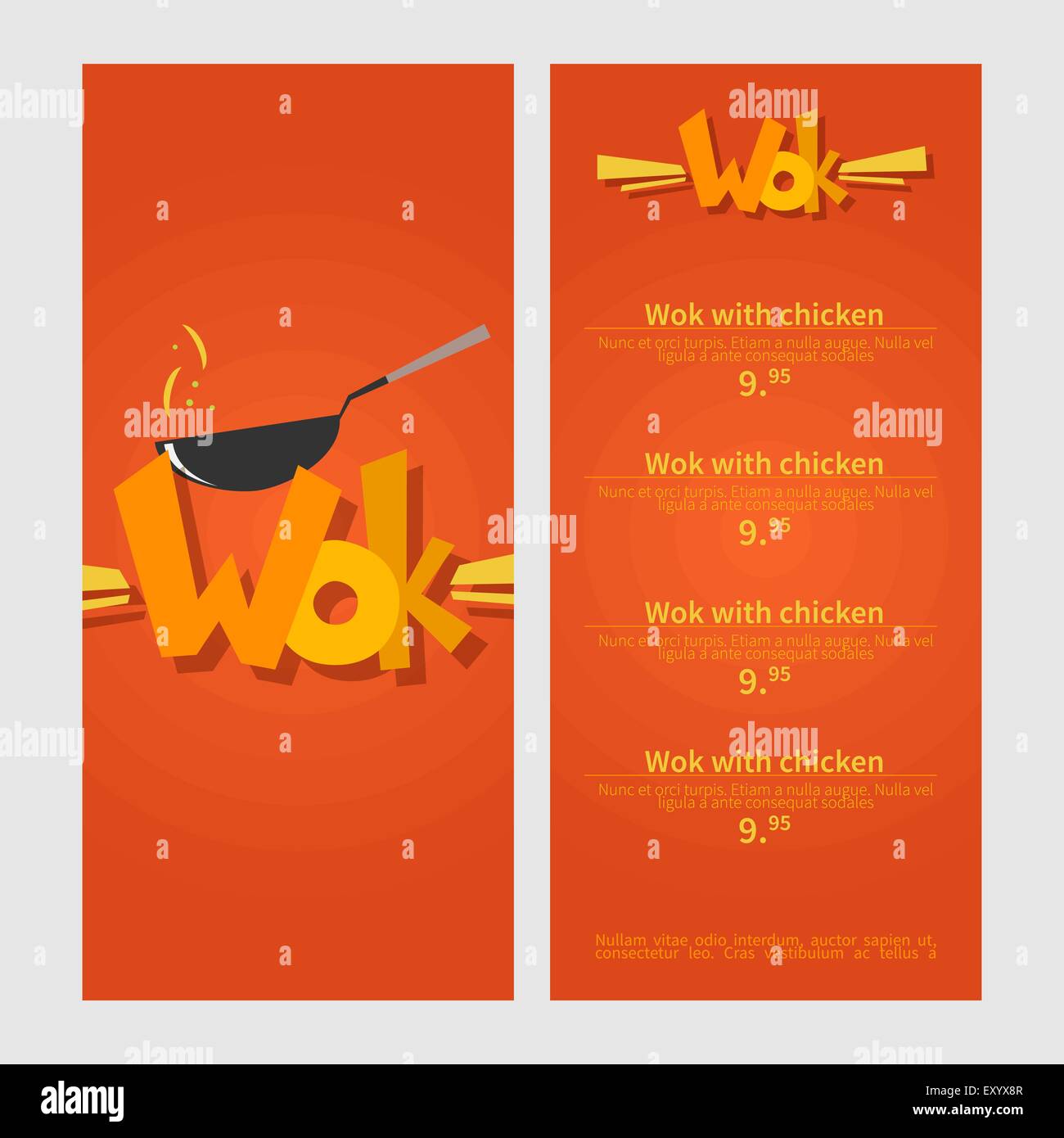 Wok menu. Template menu of wok restaurant. Flat style illustration ...