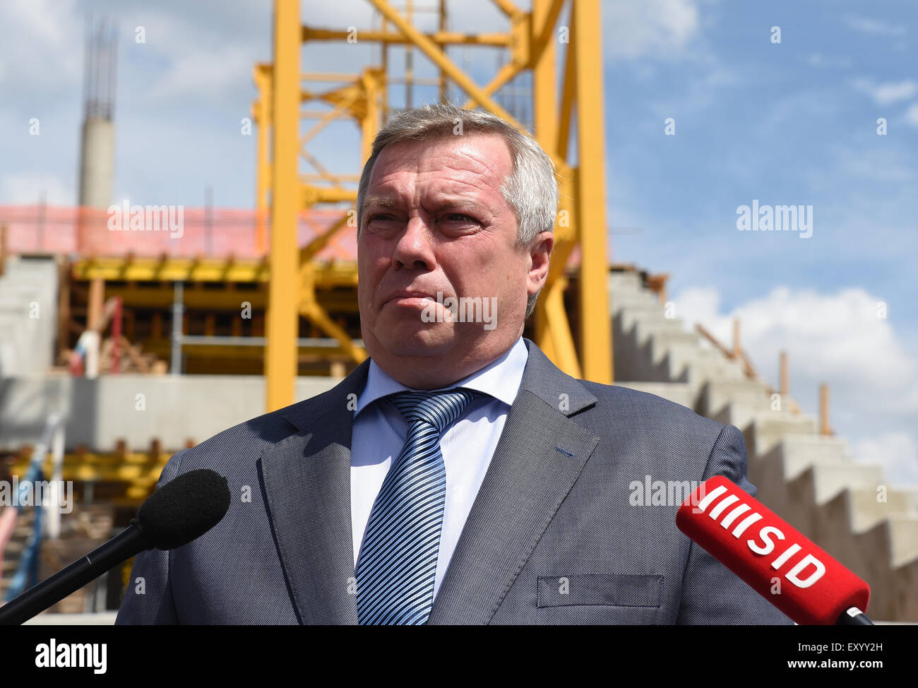 Governor of the Rostov region, Vasily Golubev, speaks at the ...