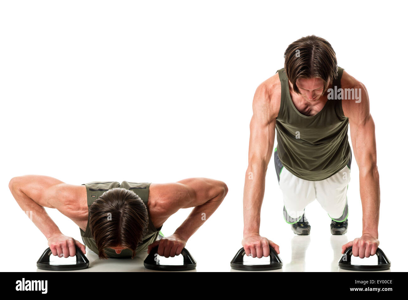 Push up exercise. Studio shot over white Stock Photo - Alamy
