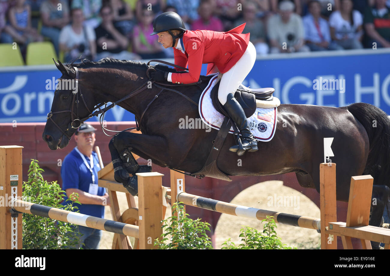 Mannheim, Germany. 18th July, 2015. US showjumper Elizabeth Madden ...
