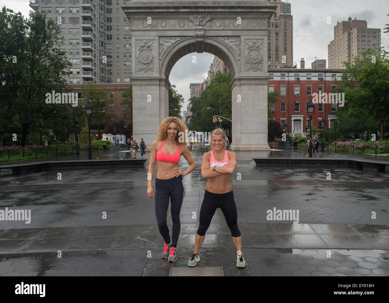 New York, NY, USA. 15th July, 2015. Personal trainers LAYLA LUCIANO and ...