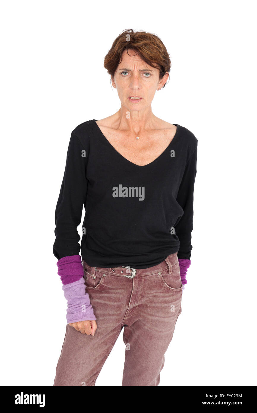 Beautiful woman doing different expressions in different sets of ...