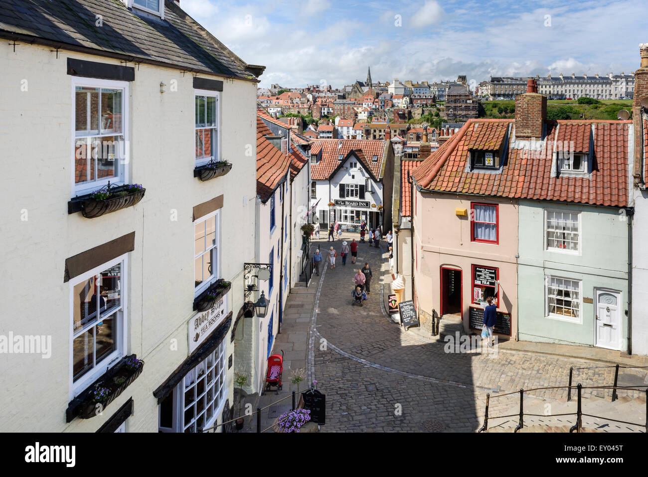 Looking Down Church Lane from the Abbey Steps Whitby Stock Photo - Alamy