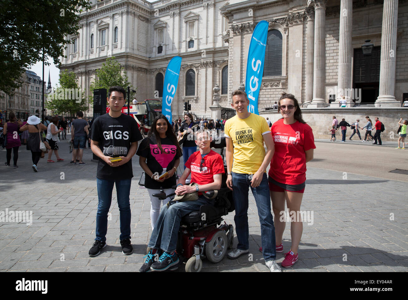 London, UK,18th July 2015, Promoters as Street performers from around ...