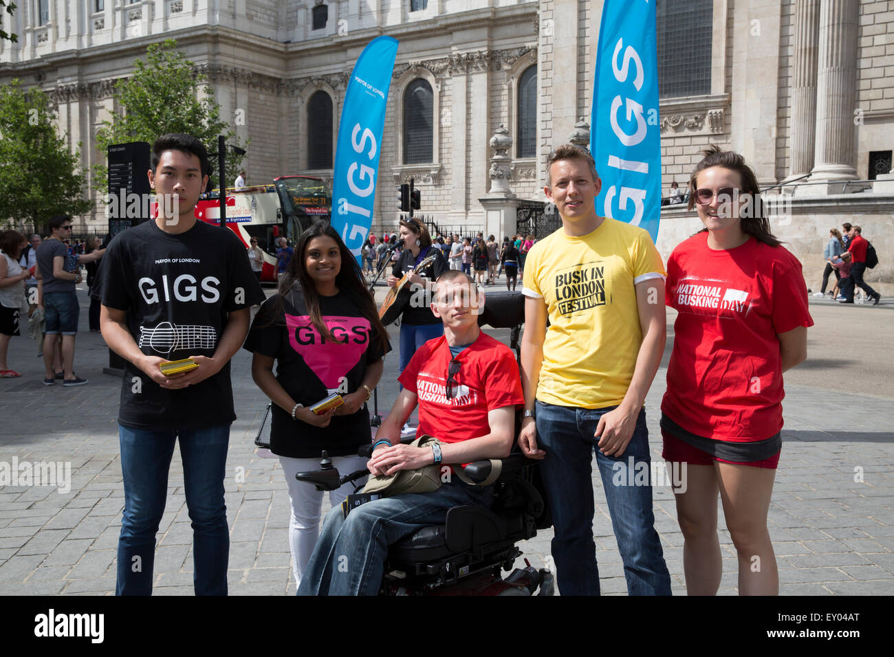 London, UK,18th July 2015, Promoters as Street performers from around ...