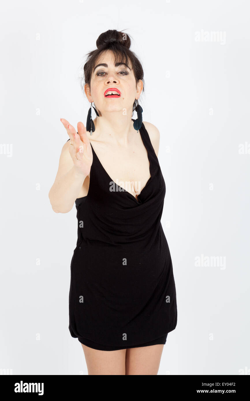 Beautiful woman doing different expressions in different sets of ...