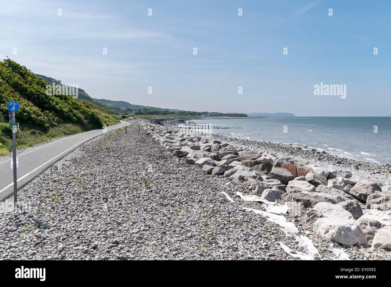 North Wales coastal cycle path and beach from Pensarn Abergele to ...