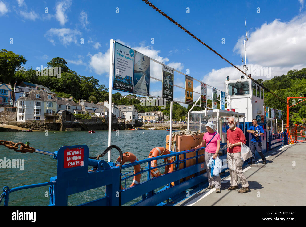 Fowey to Bodinnick vehicle ferry, Fowey, Cornwall, England, UK Stock ...