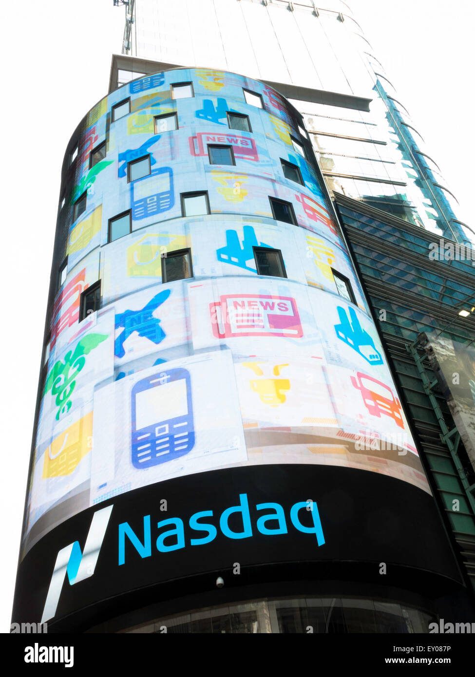 Electronic Billboard on NASDAQ MarketSite in Times Square, NYC Stock ...