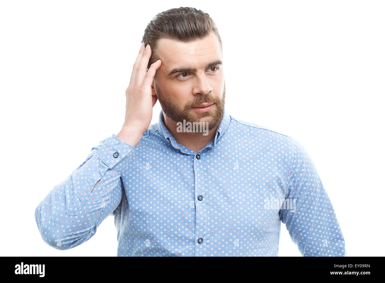 Man touching his head with hand Stock Photo - Alamy