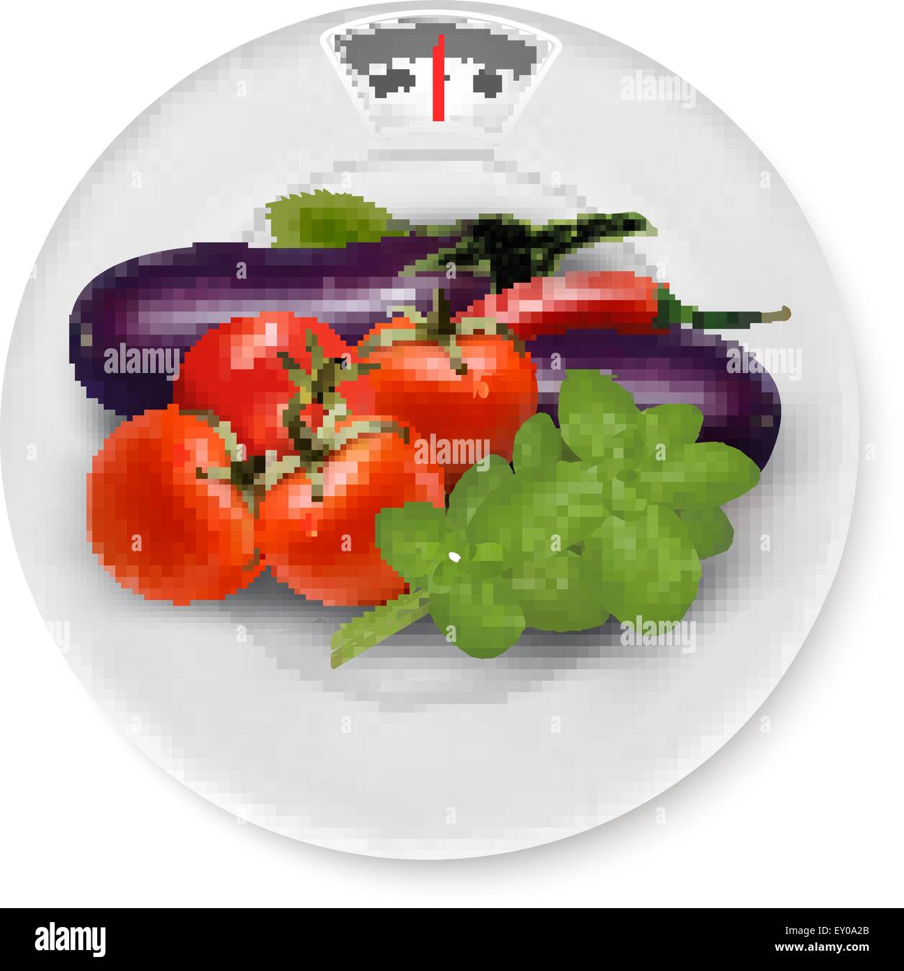 A scale with vegetables. Diet concept. Vector Stock Vector Image & Art ...