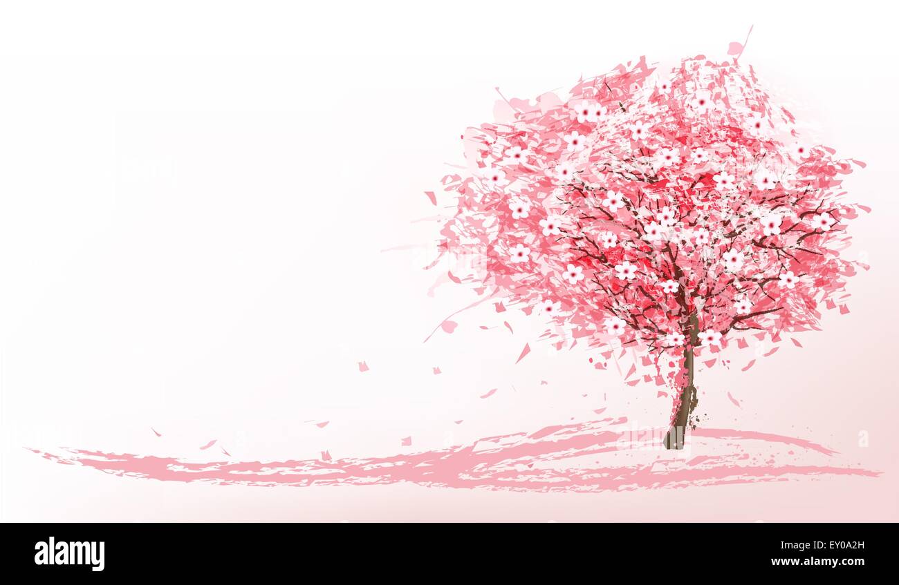 Beautiful background with a pink blooming sakura tree. Vector Stock ...