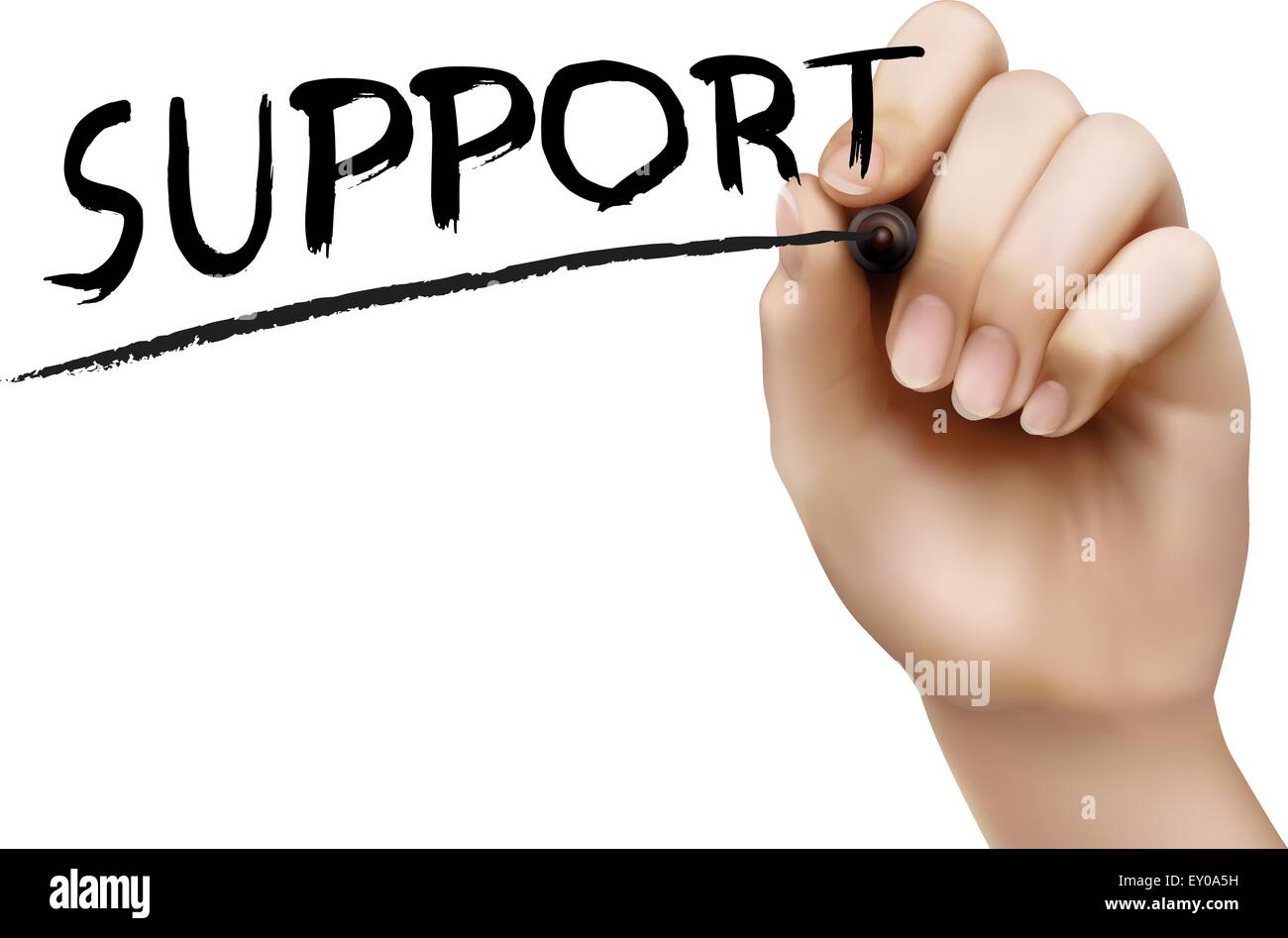 Hand with a marker writing Support. Vector Stock Vector Image & Art - Alamy