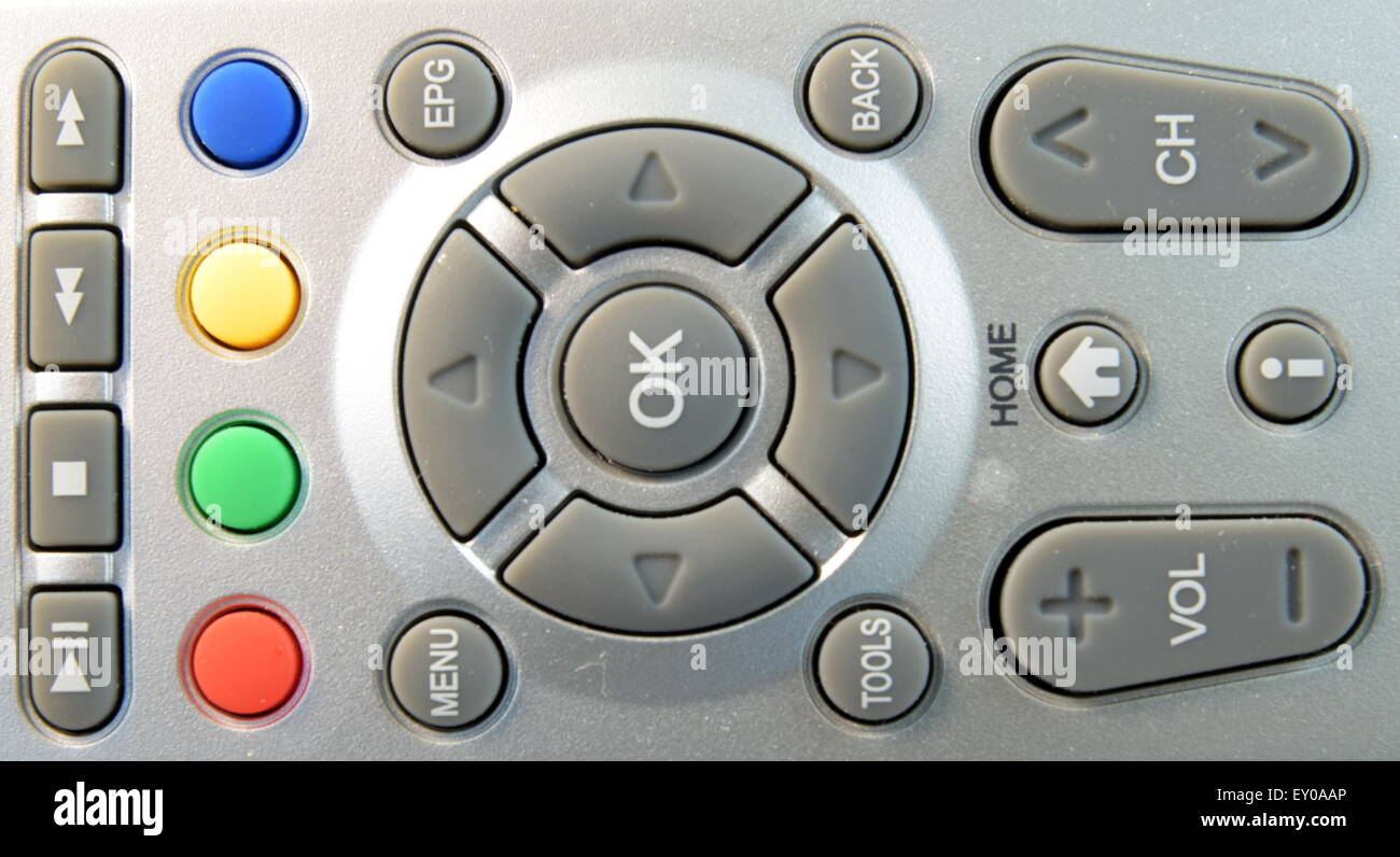 Close up Television and receiver remote control, keypad Stock Photo - Alamy