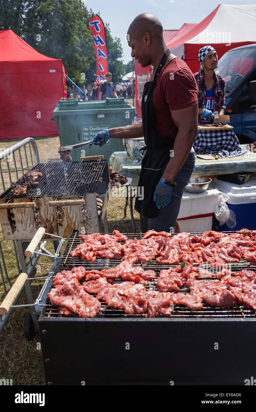 Caribbean food stand at the Lambeth Country Show in Brockwell Park ...