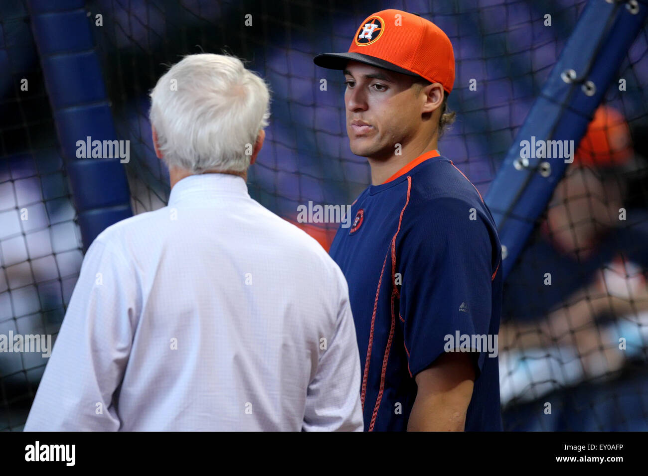 Houston, TX, USA. 18th July, 2015. Injured Houston Astros right fielder ...