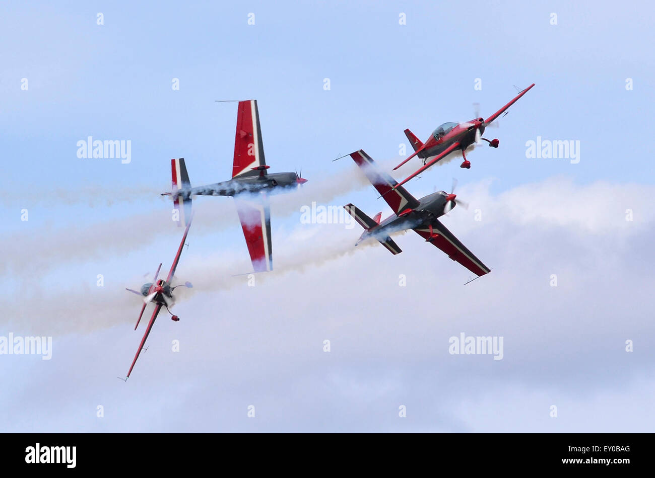 The Royal Jordanian Falcons display at RIAT 2015, Fairford, UK. Credit ...