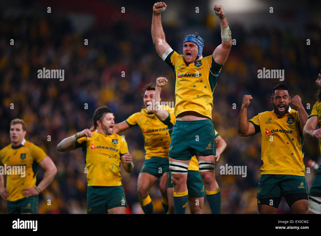 Brisbane, Australia. 18th July, 2015. James Horwill celebrates ...