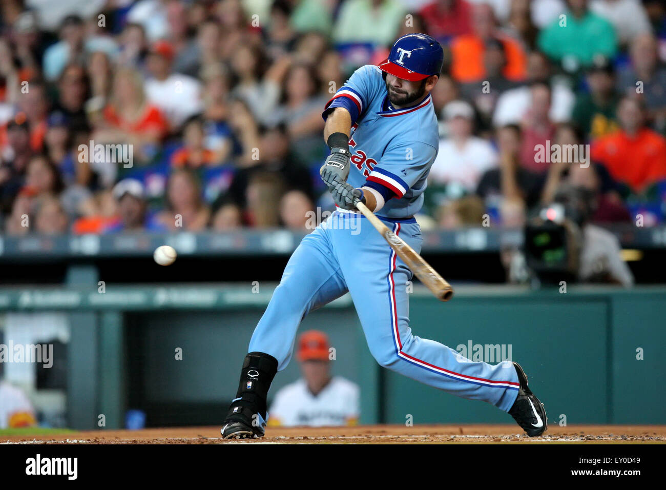 Houston, TX, USA. 18th July, 2015. Texas Rangers first baseman Mitch ...
