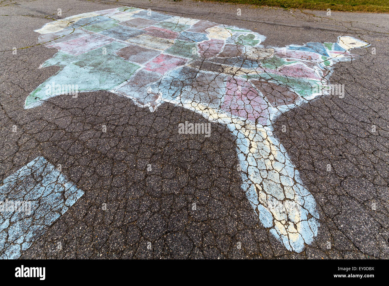 Map of United States painted on pavement Stock Photo - Alamy