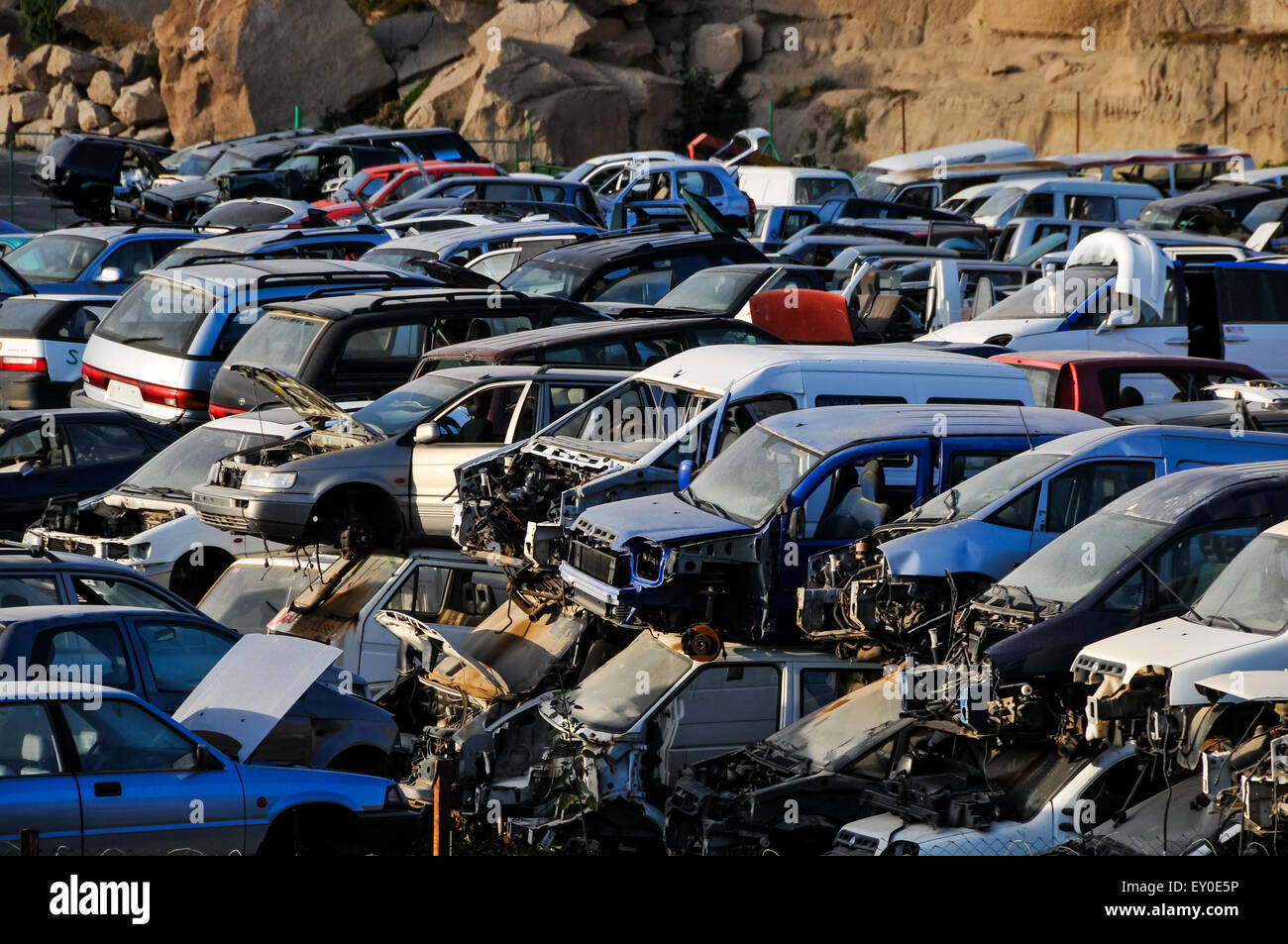 Old Junk Cars On Junkyard Stock Photo - Alamy