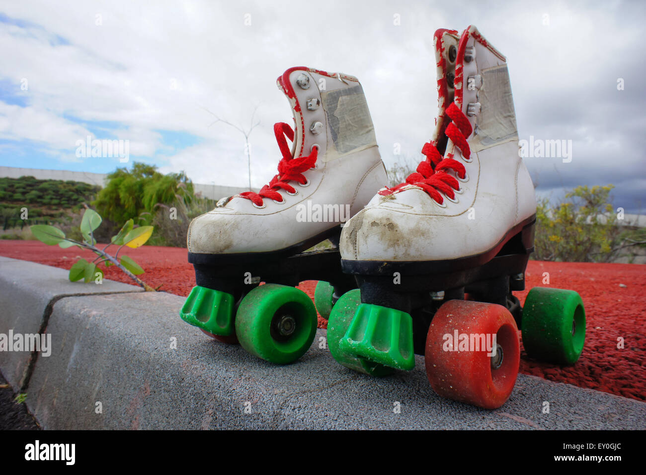 Old Vintage White Skate Boot Stock Photo - Alamy