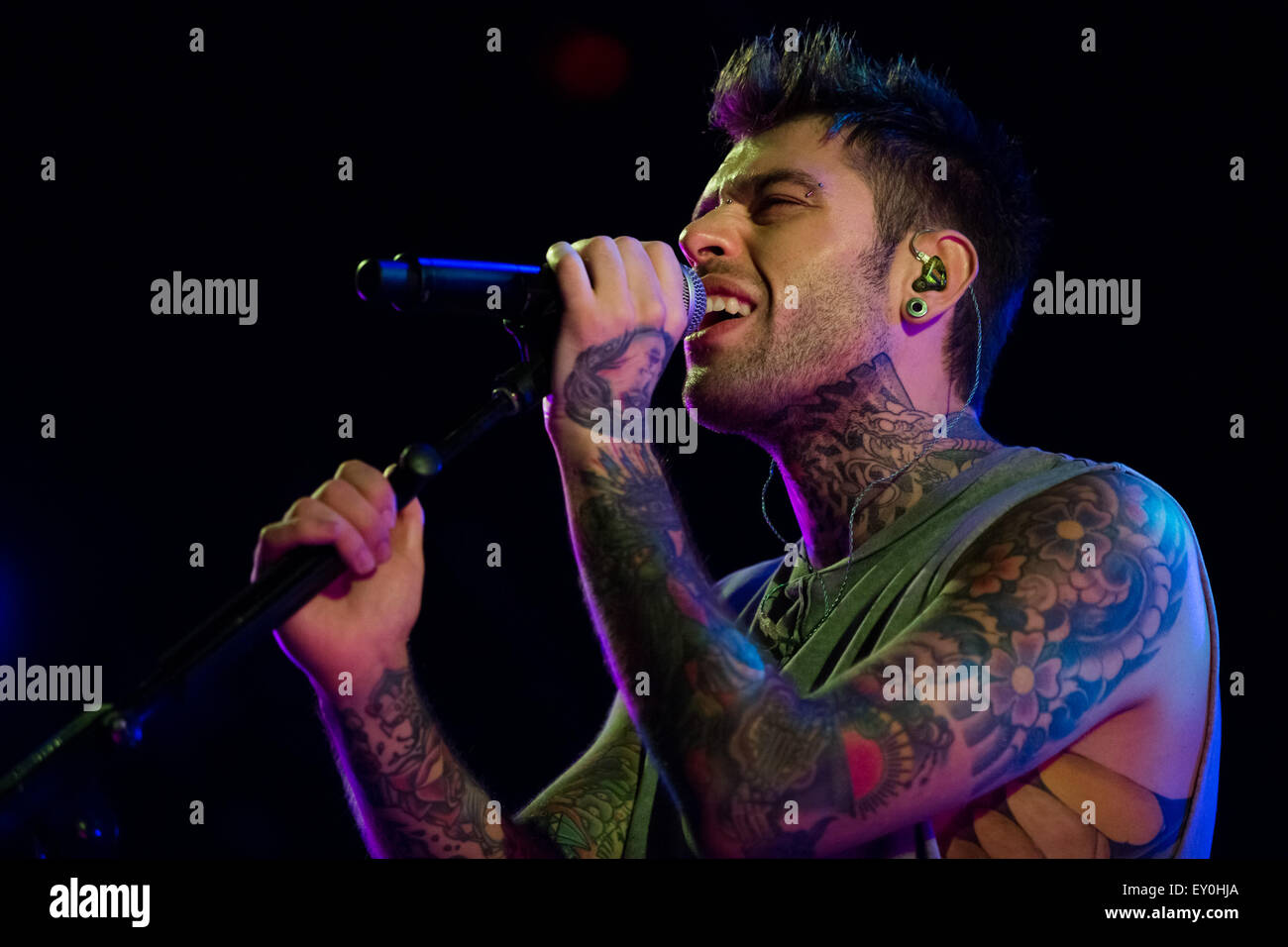 Turin, Italy. 18th July, 2015. Fedez performed live in a real show, on ...