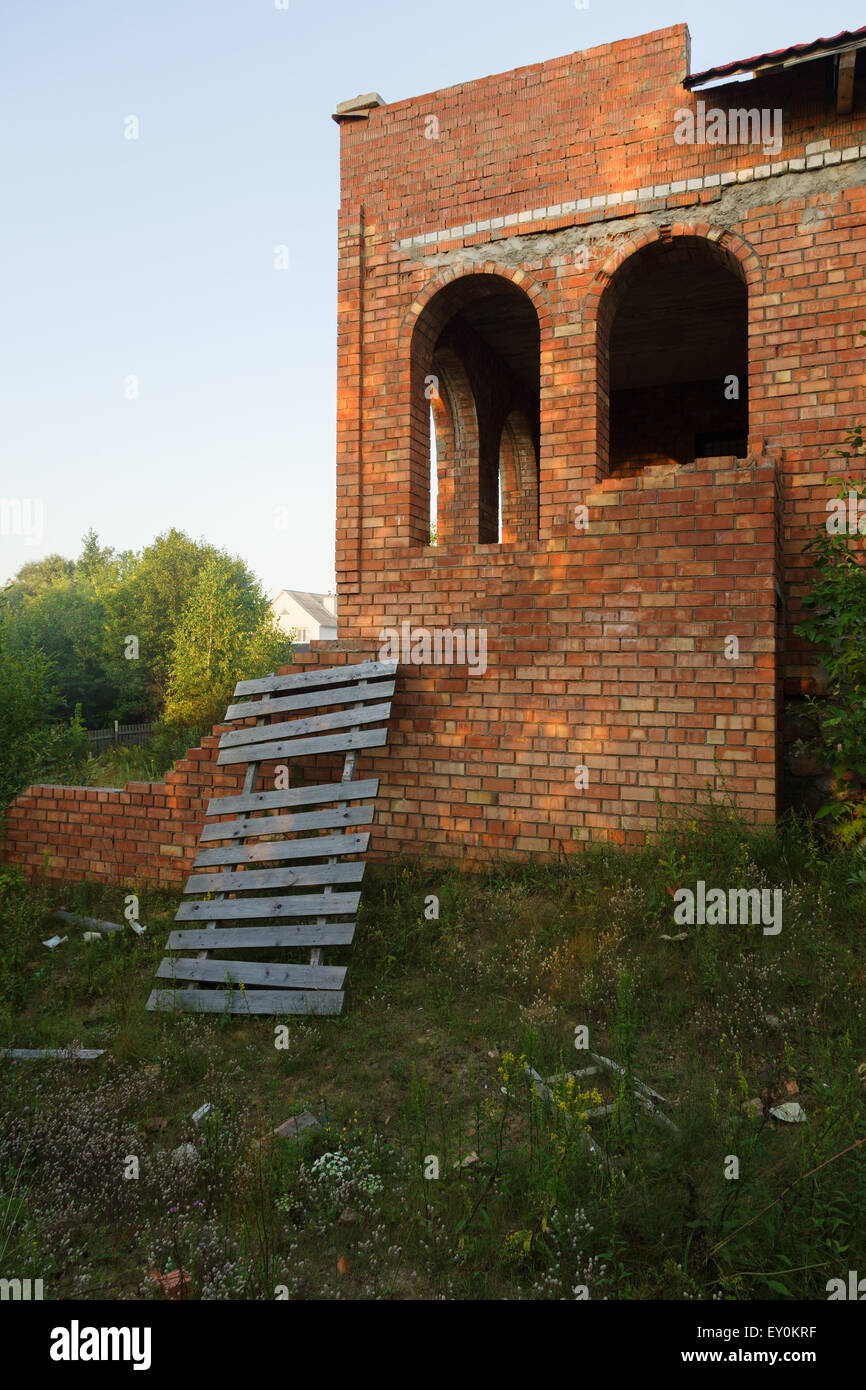 view of the brick house under construction open-air Stock Photo - Alamy