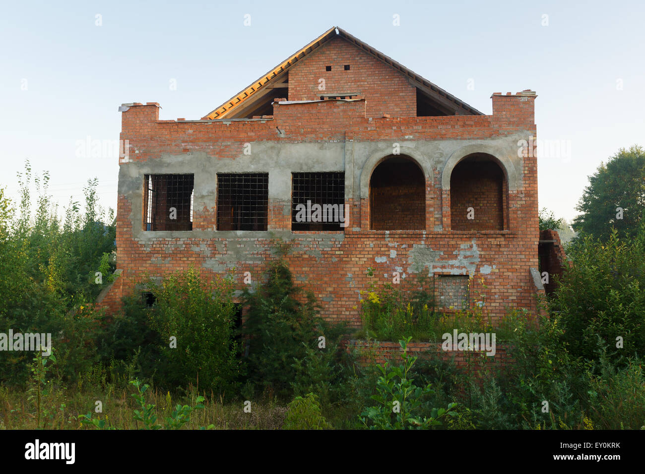 view of the brick house under construction open-air Stock Photo - Alamy