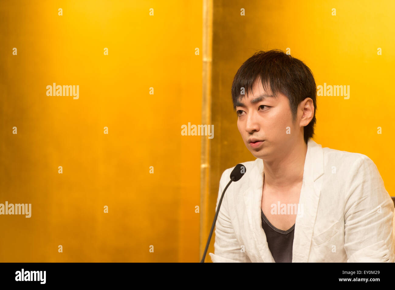 The 153rd Akutagawa Prize winner, Keisuke Hada attends the press ...