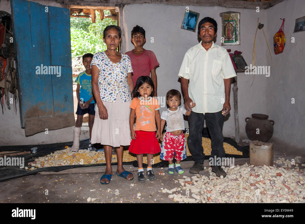Nicaraguan family of farmers at their rustic home in Carrizo, Cusmapa ...