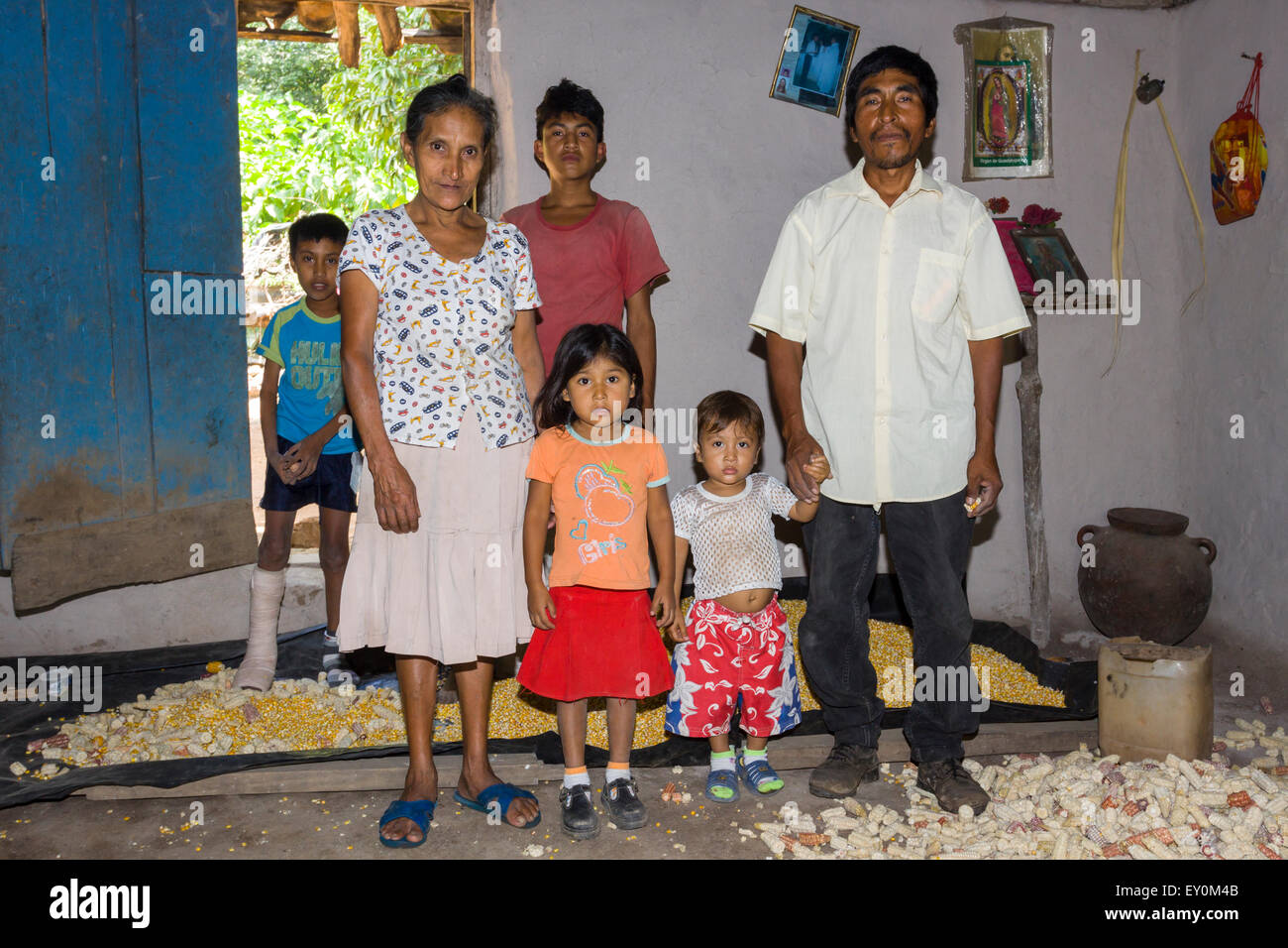 Nicaraguan family of farmers at their rustic home in Carrizo, Cusmapa ...