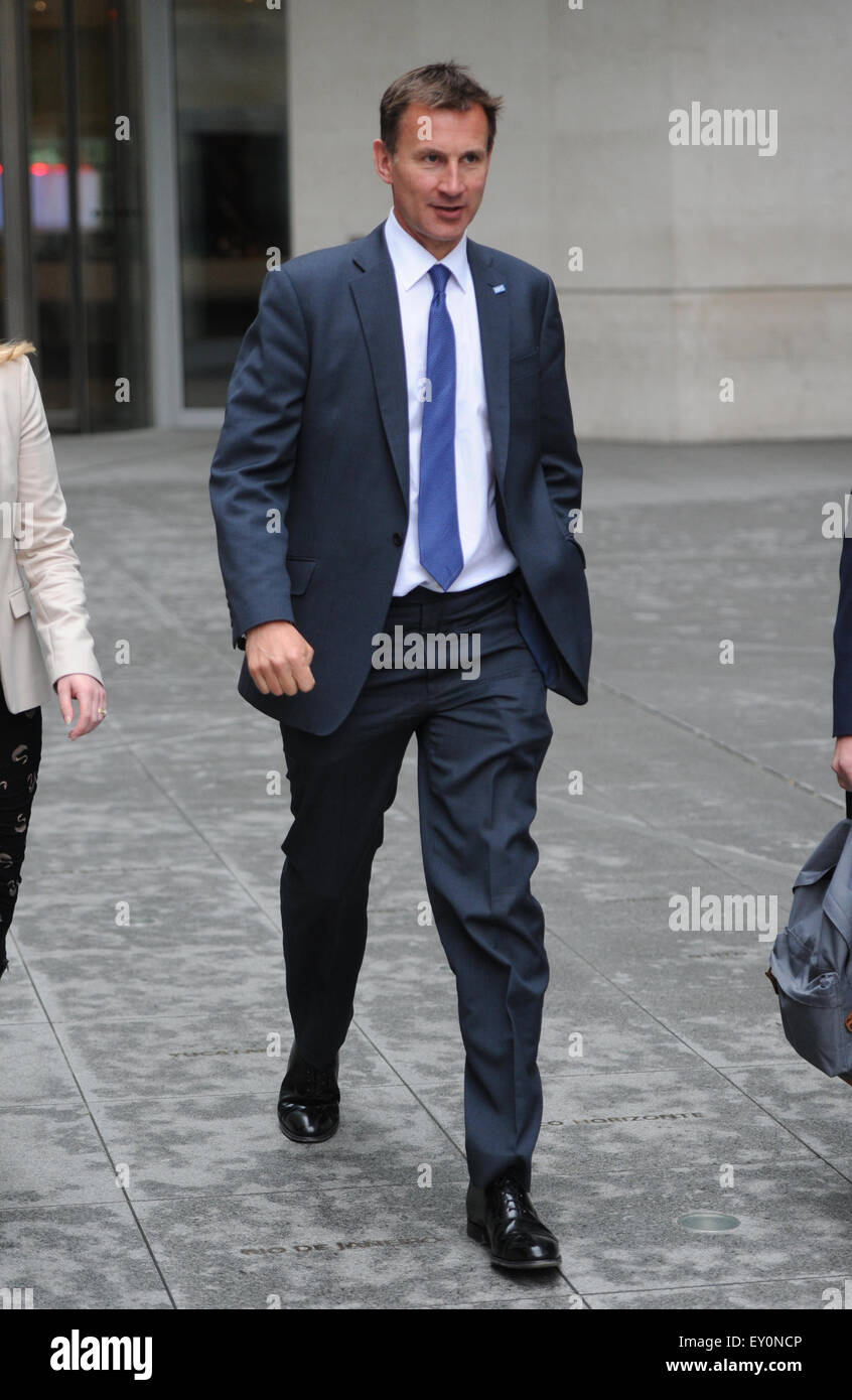 Secretary of State for Health Jeremy Hunt leaving the BBC Studios ...