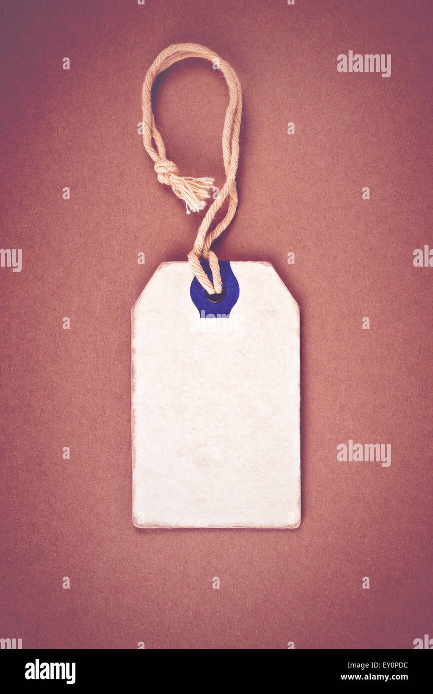 Blank Discount Vintage Price Tag Label as Copy Space on Brown Grunge ...
