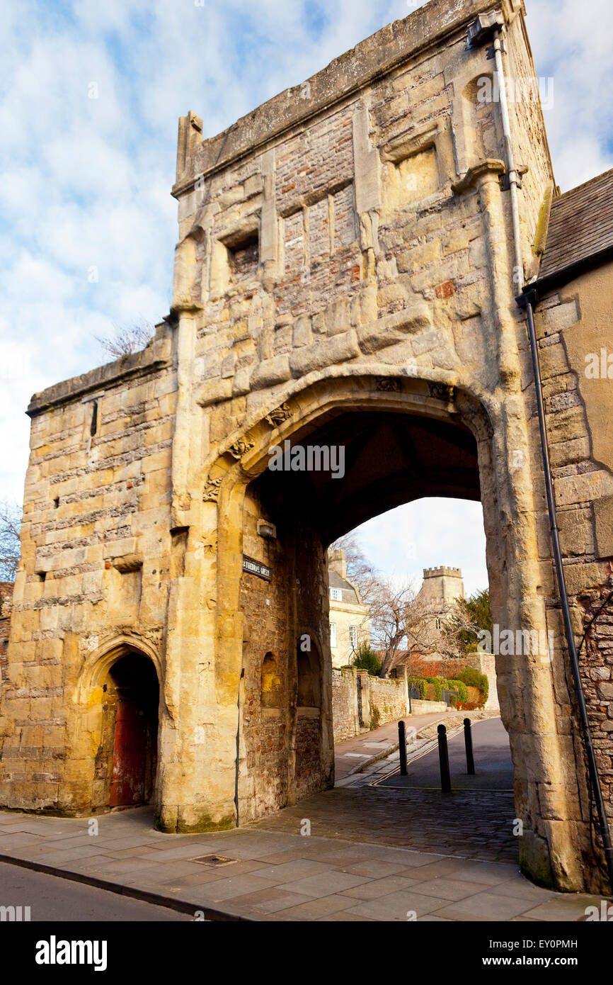 The historic stone gateway known as Brown's Gate in Wells, Somerset ...