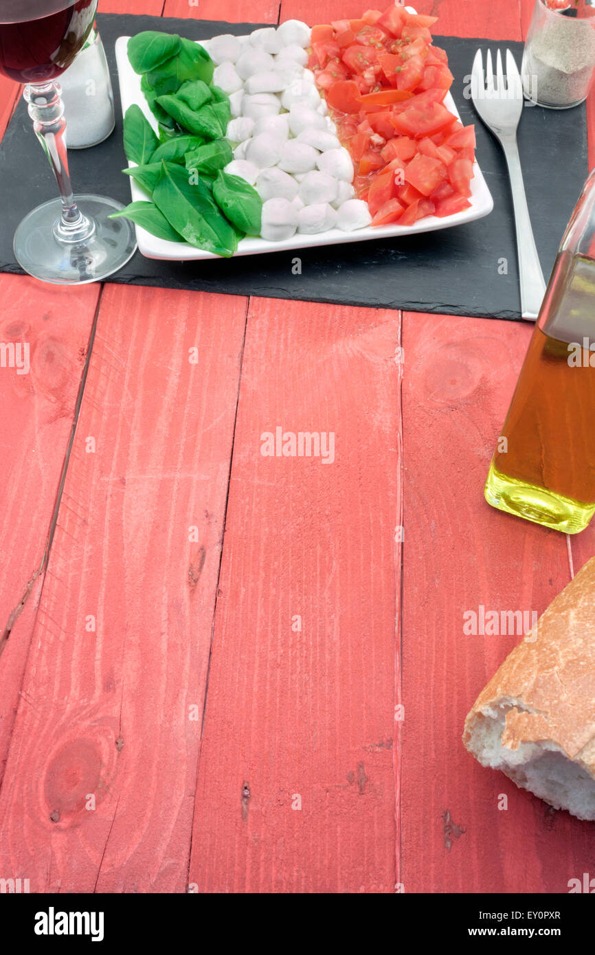a vertical view of a caprese salad Stock Photo - Alamy
