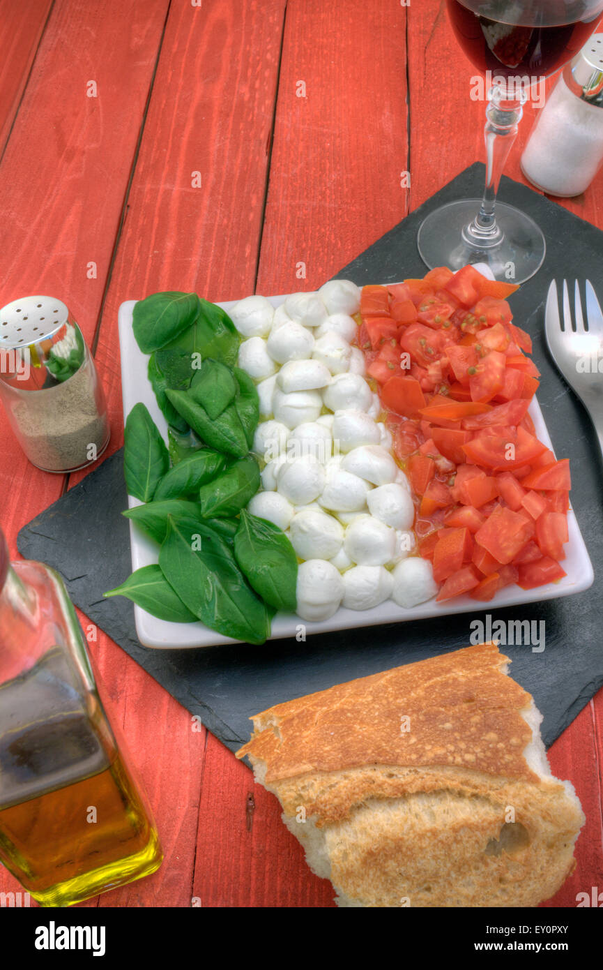 a vertical view of a caprese salad Stock Photo - Alamy