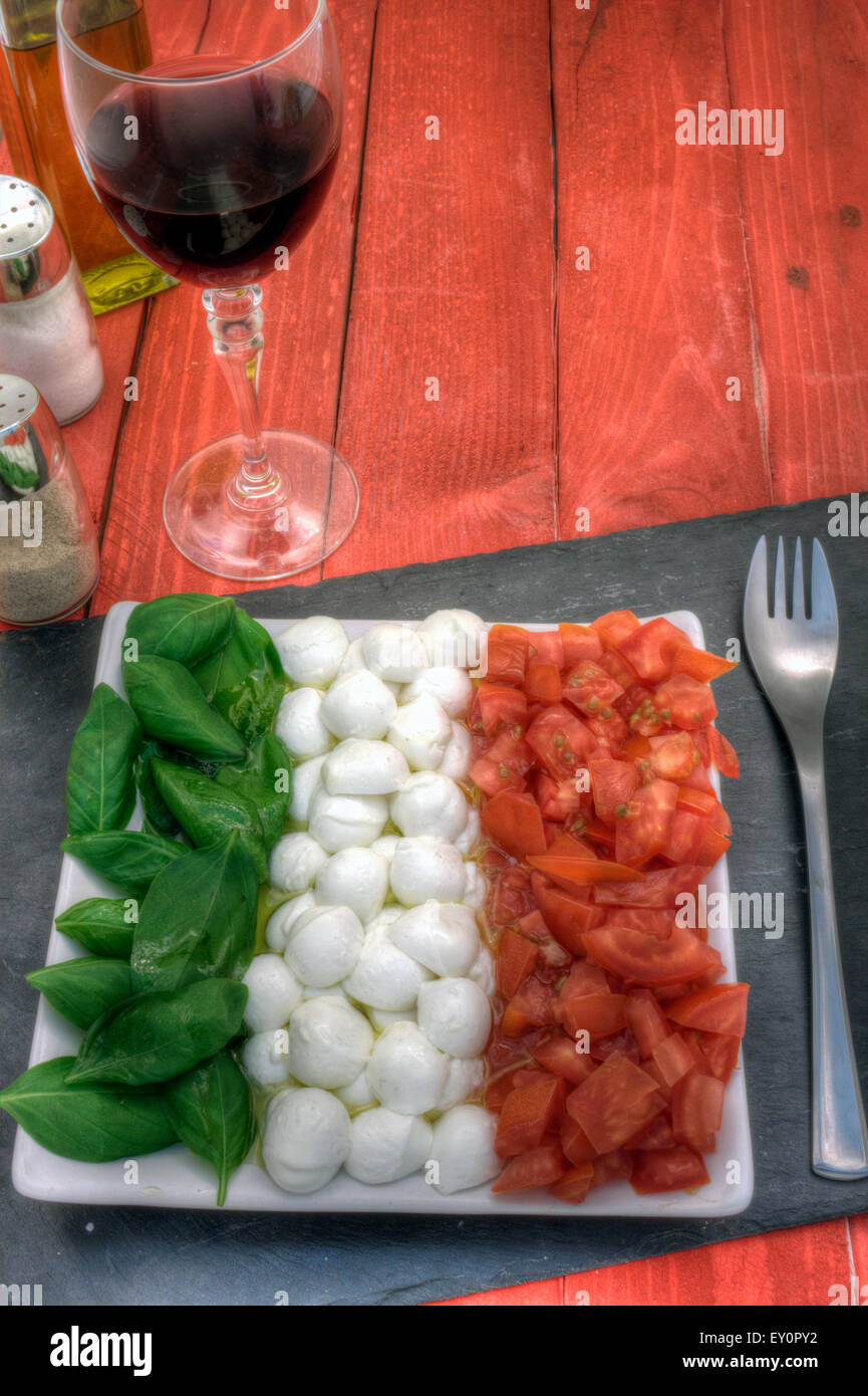 a vertical view of a caprese salad Stock Photo - Alamy