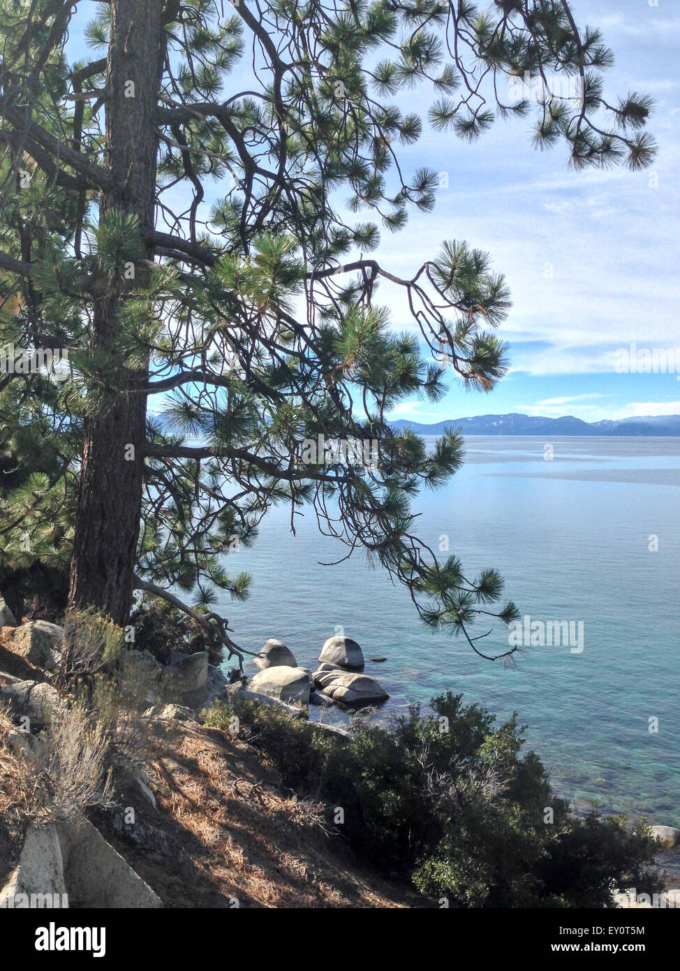 View across majestic Lake Tahoe from its shores near Incline Village ...