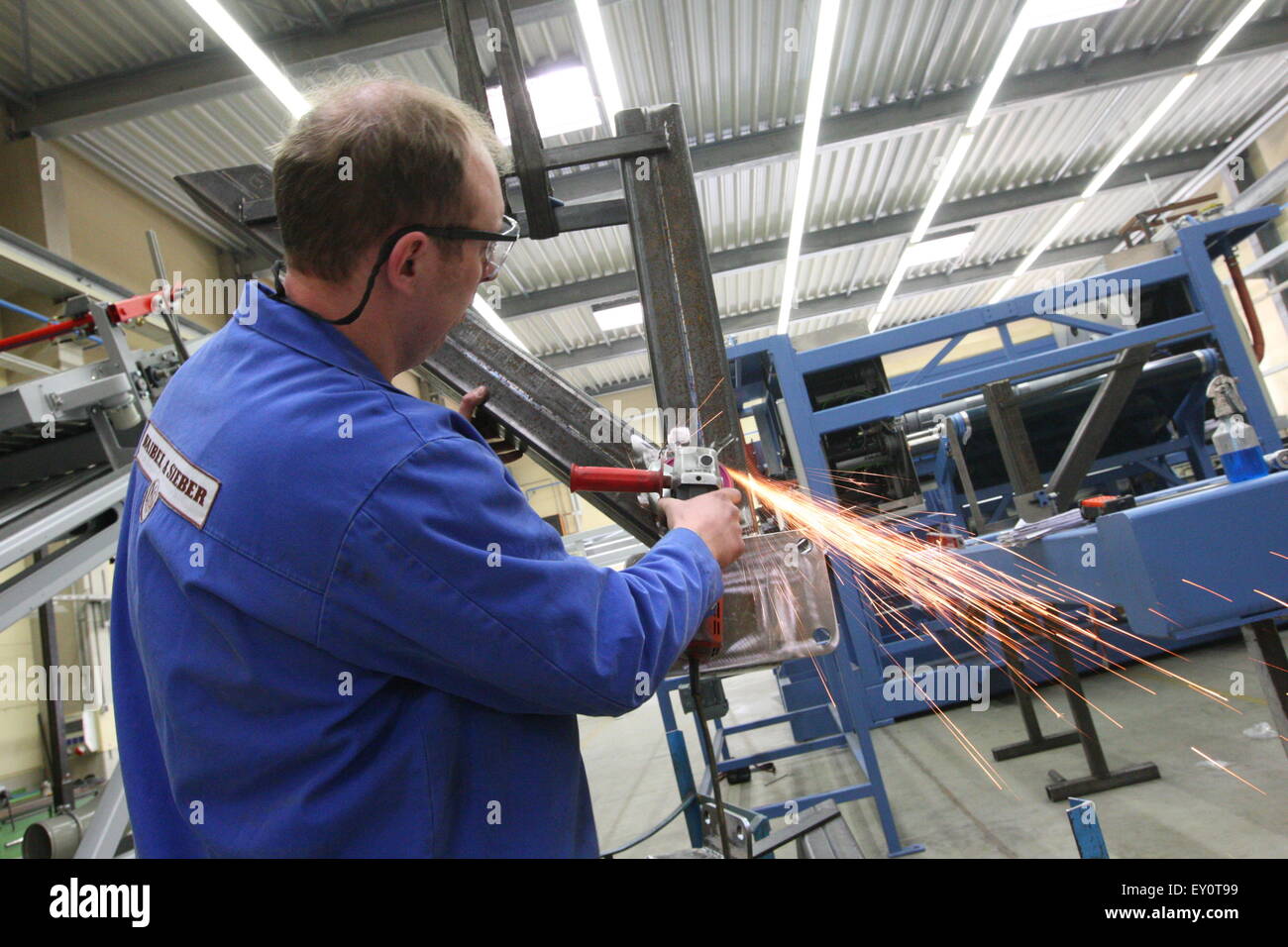 Frankfurt, Germany - February 19, 2009 - A german worker constructing ...