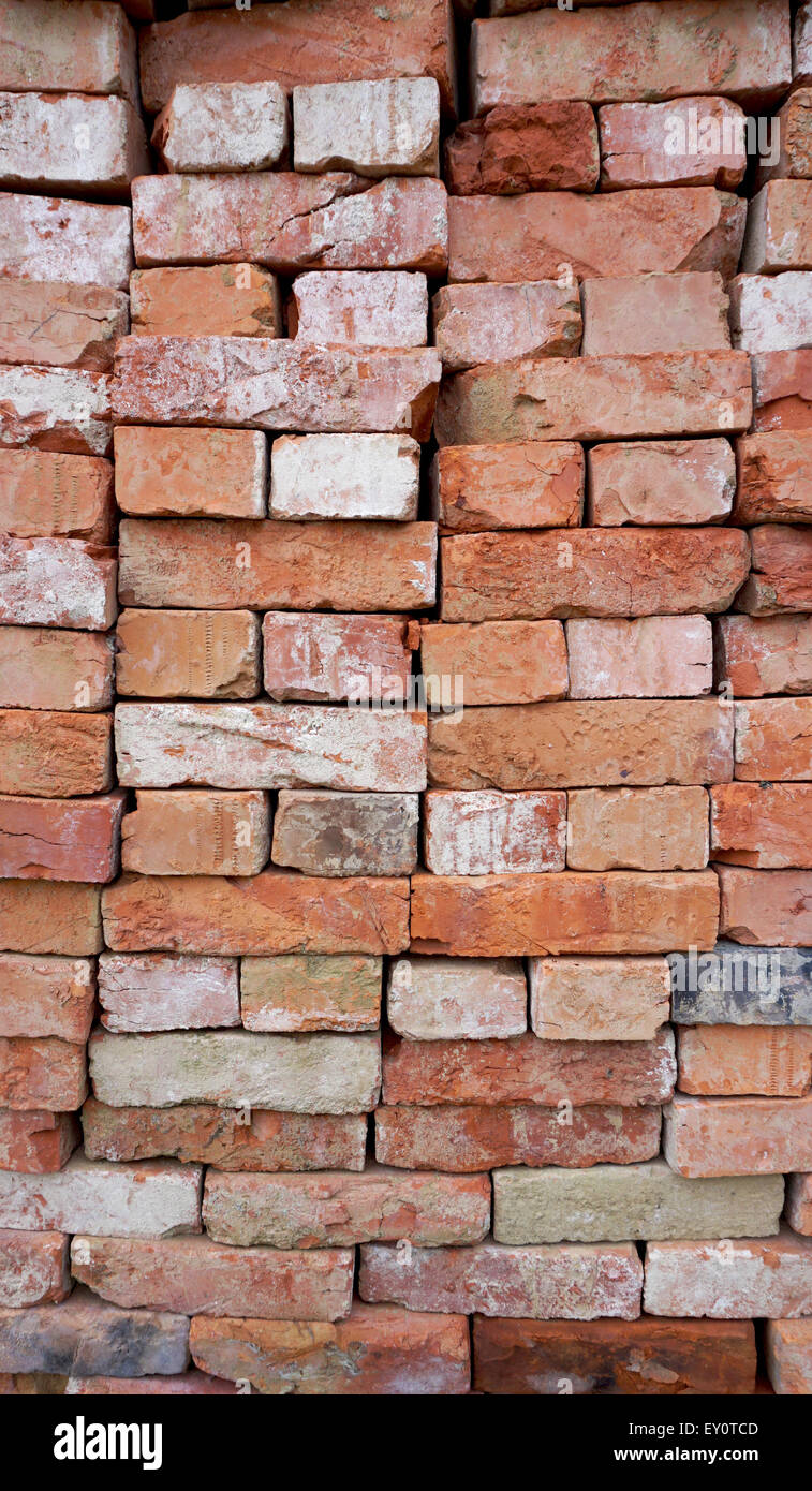red bricks stacking for construction material texture background Stock ...