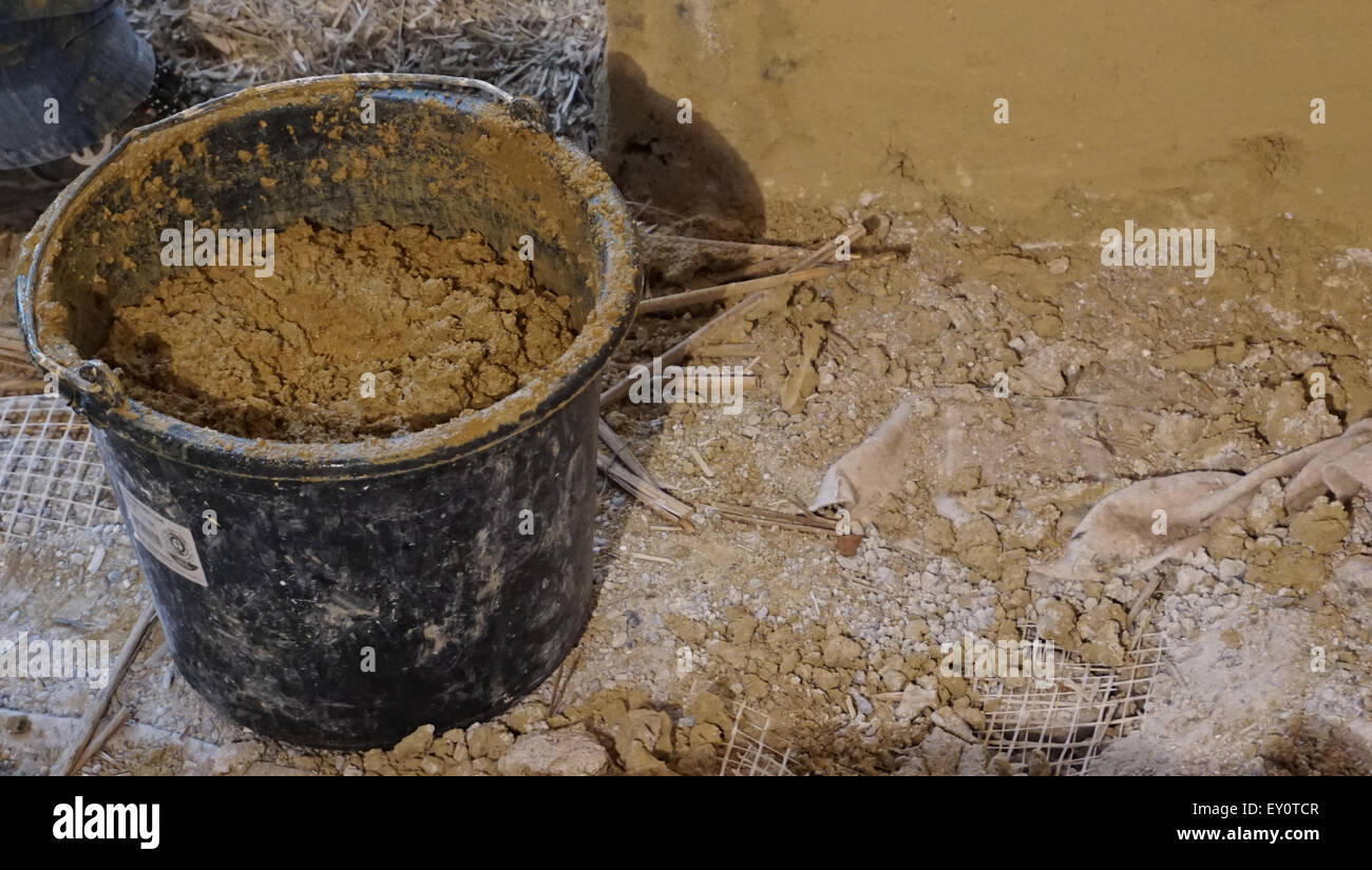 clay bucket on site for rending Stock Photo - Alamy