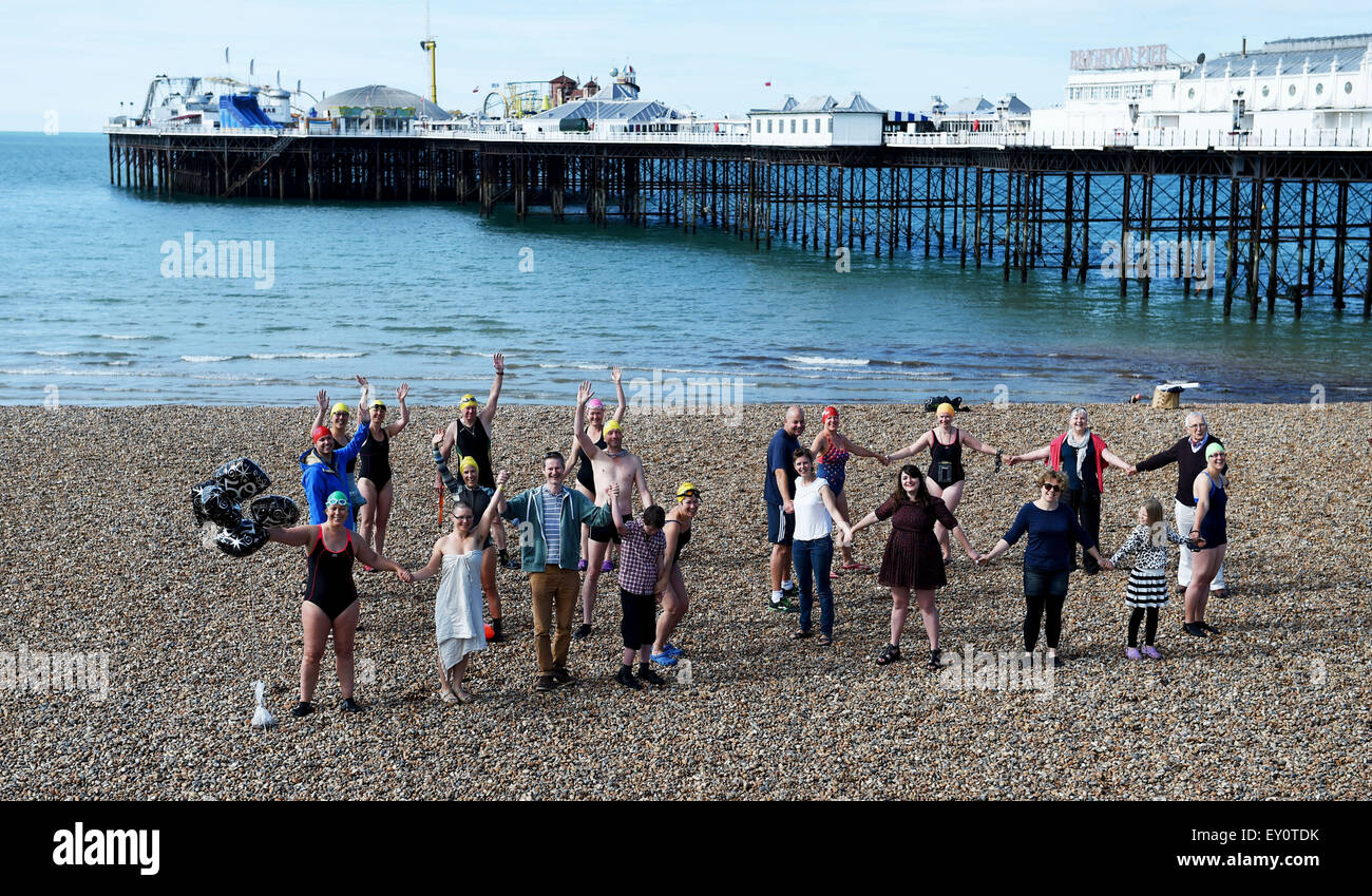 Brighton, UK. 19th July, 2015. Fiona England on the left about to ...