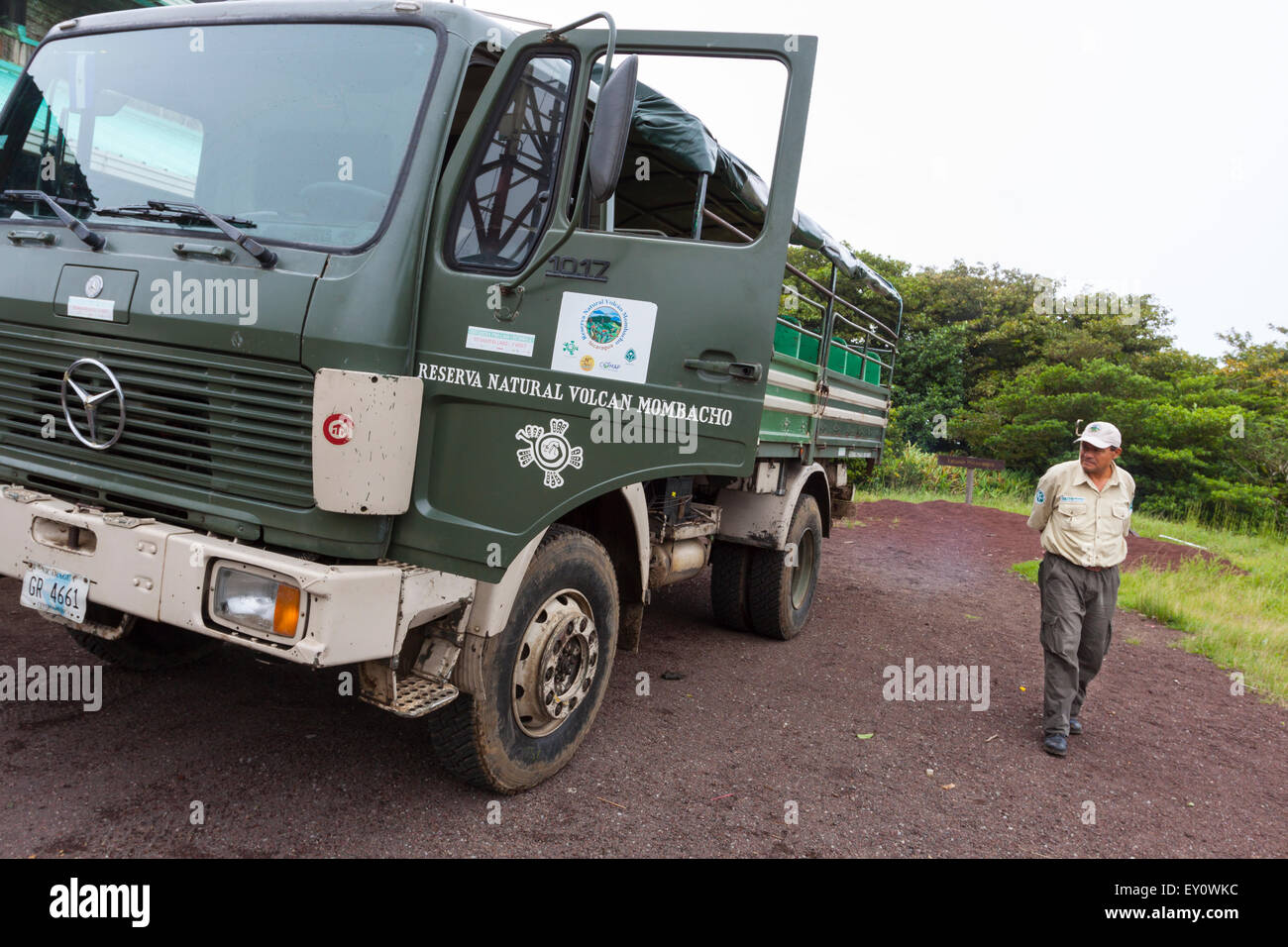 Driver and truck for visiting the Mombacho Volcano Natural Park ...