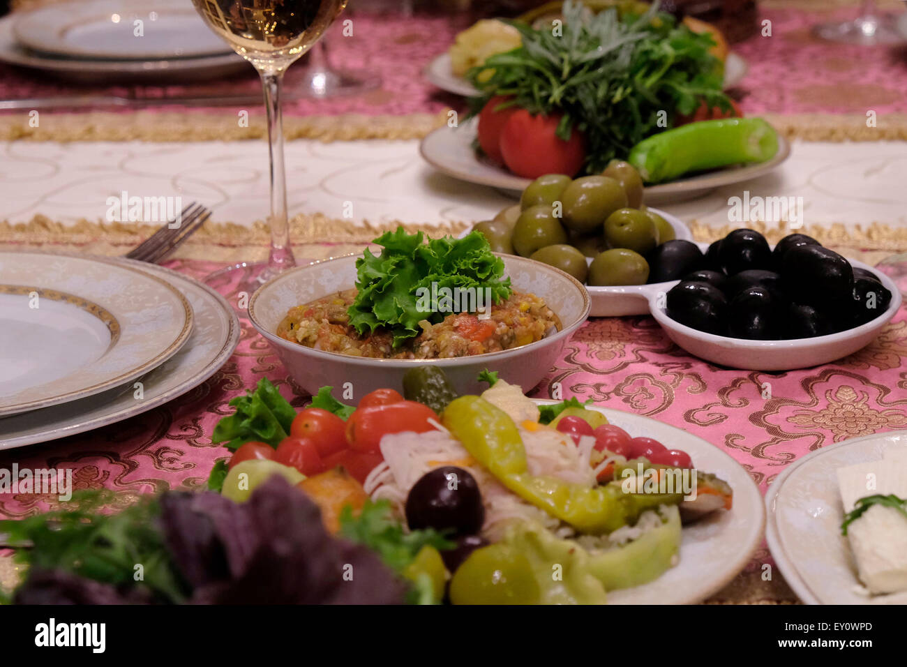 Traditional food served in a restaurant in the city of Baku capital of ...