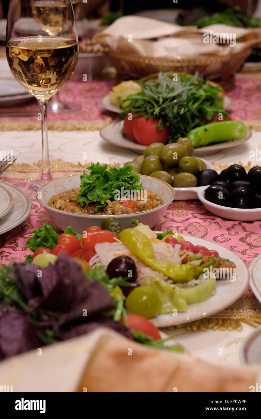 Traditional food served in a restaurant in the city of Baku capital of ...